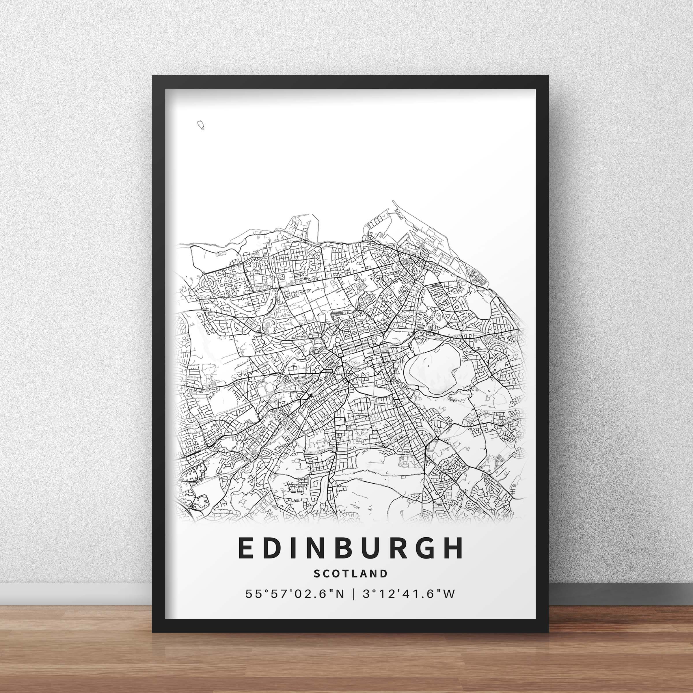 Printable Map of Edinburgh Scotland United Kingdom UK With | Etsy UK