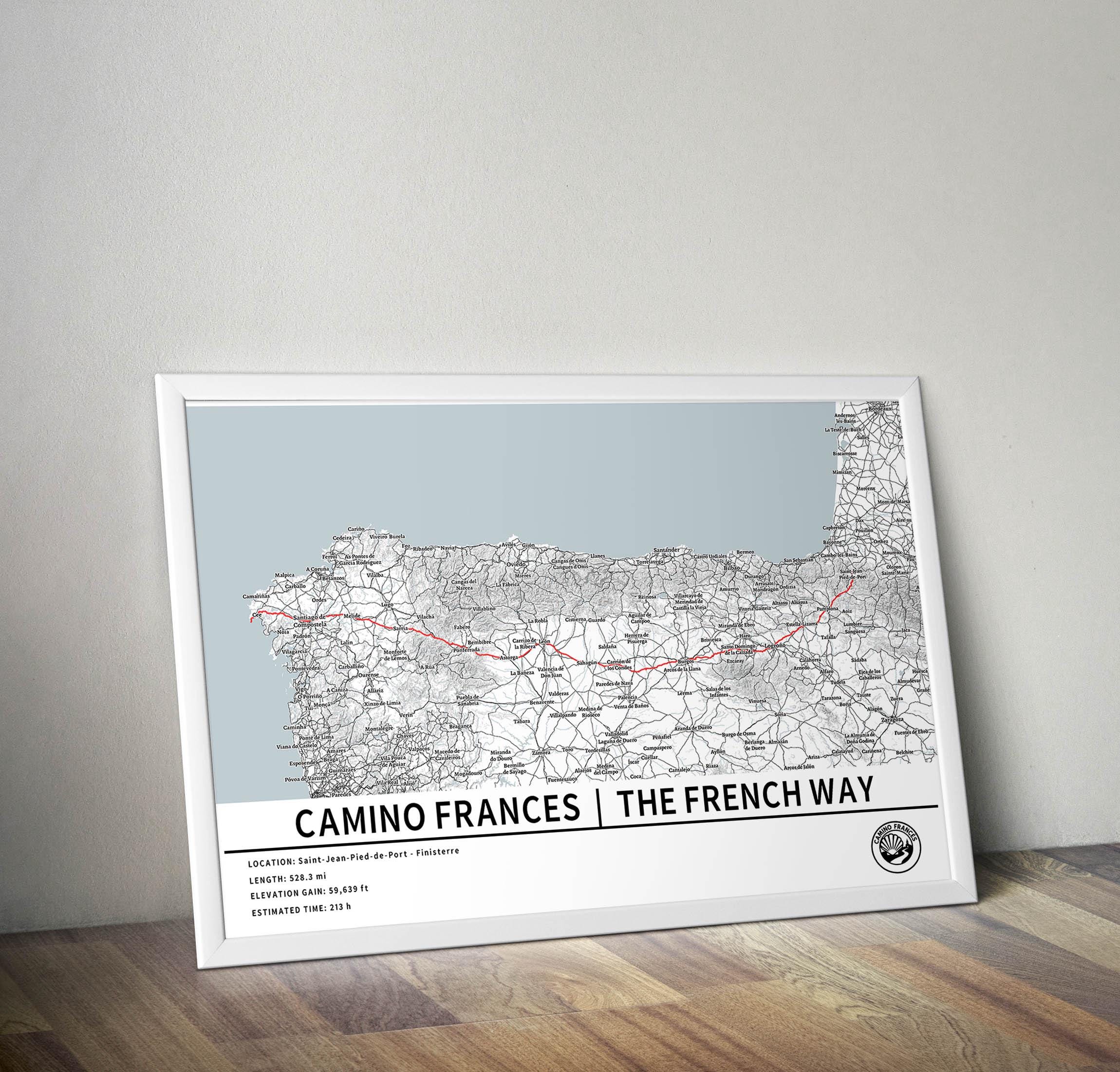 Printable Map Camino Frances Route - the French Way - Instant Download ...