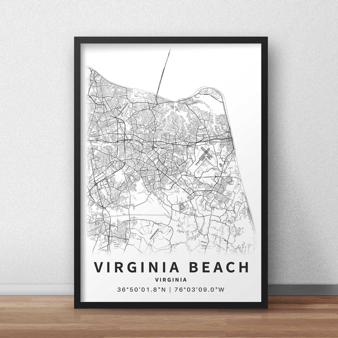 Printable Map of Virginia Beach Virginia VA United States - Etsy