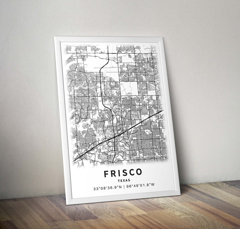 Frisco Texas Map With Street Names, Printable Frisco City Poster ...
