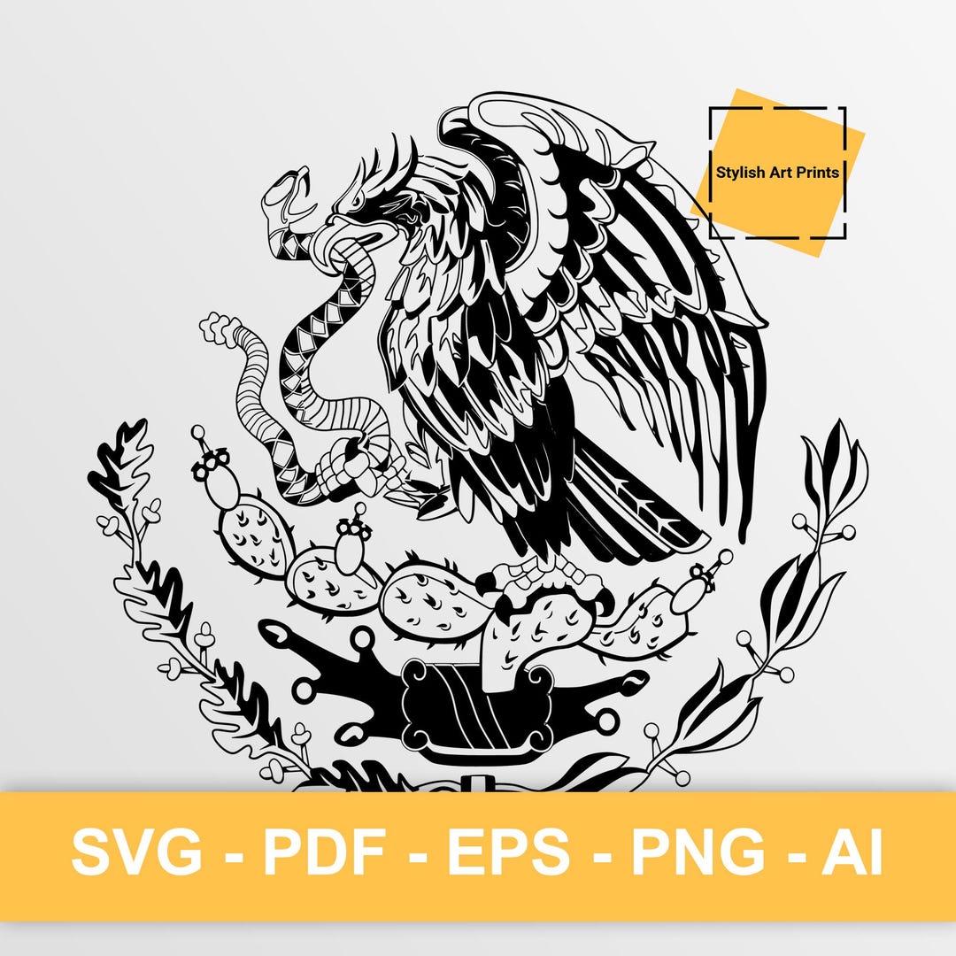 Mexico Coat of Arms, Mexico Vector Clipart - SVG \ PNG \ PDF \ Instant Download \ Cutting ...