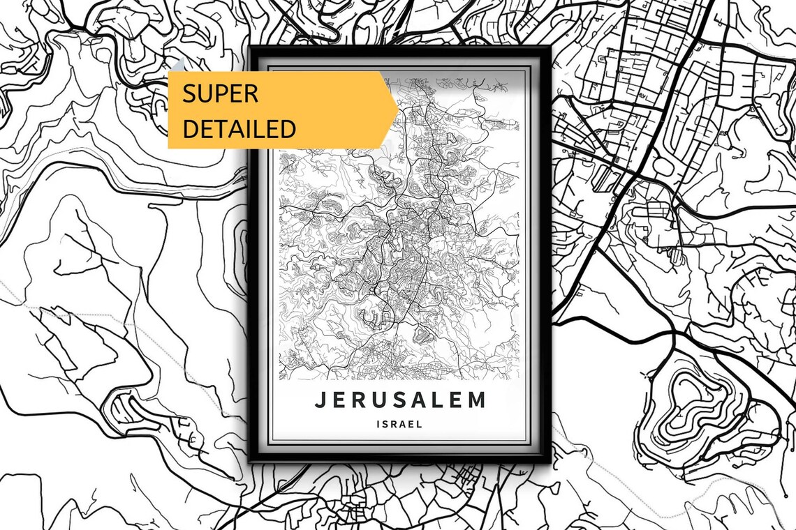 Printable Map of Jerusalem Israel Instant Download City - Etsy