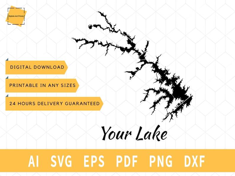 Custom Lake Map Vector File Digital Download SVG DXF PNG - Etsy