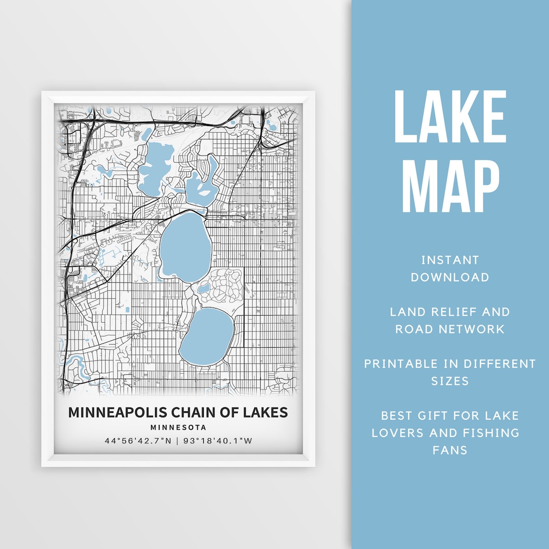 Printable Map of Bde Maka Ska, Lake Harriet, Minnesota - Instant ...