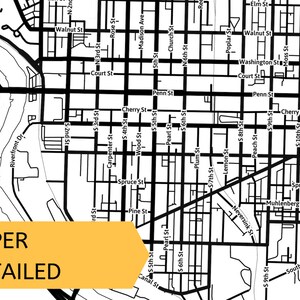 Printable Map of Reading, Pennsylvania, USA With Street Names - Instant ...