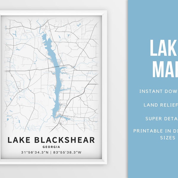 Lake Blackshear Map Art - Etsy