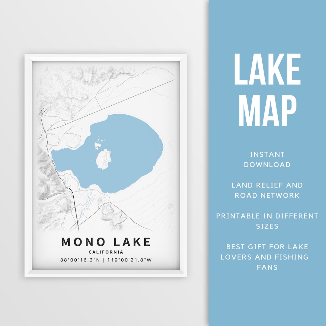 Printable Map of Mono Lake California US Instant Download - Etsy