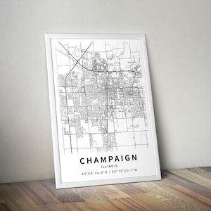 Printable Map of Champaign, Illinois, USA With Street Names Instant ...