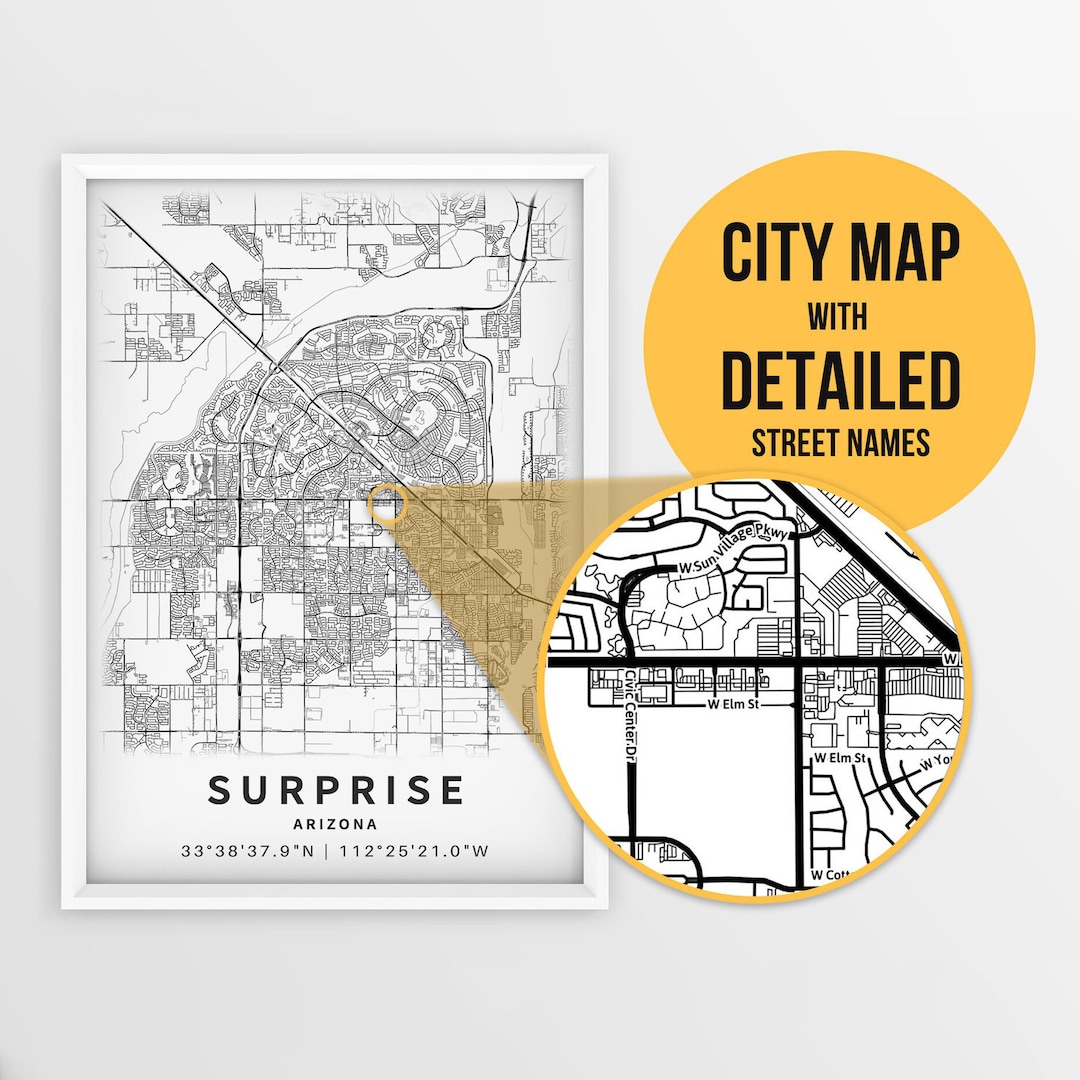 Printable Map of Surprise, Arizona, USA With Street Names - Instant ...