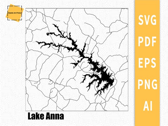 Layered Map of Lake Anna Virginia With Roads Vector File - Etsy