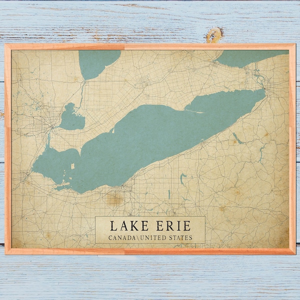 Lake Erie Map - Etsy