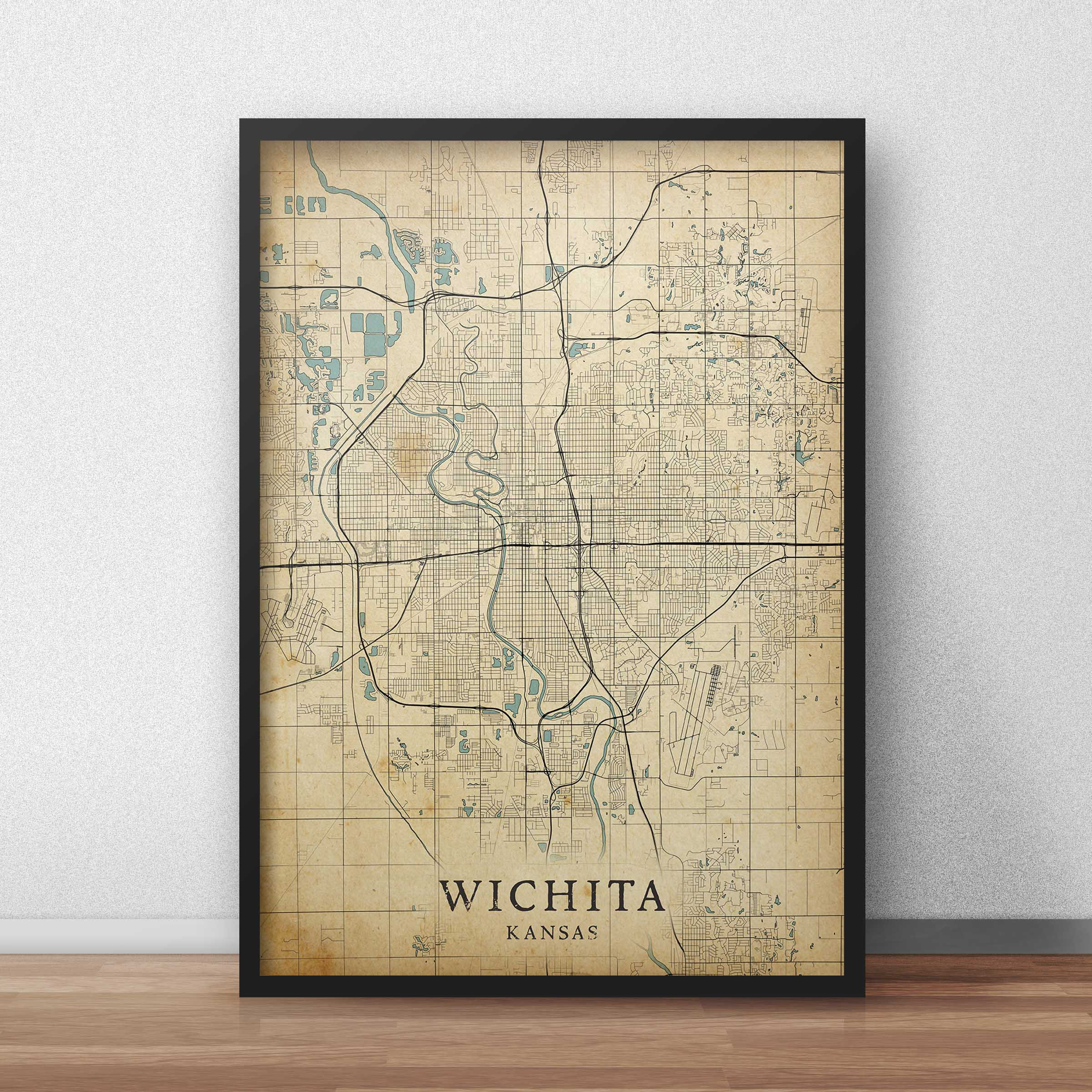 Printable Vintage Style Map of Wichita Kansas KS USA - Etsy
