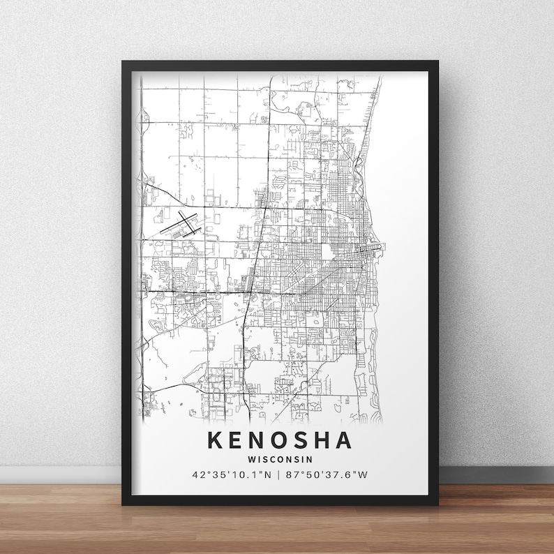 Printable Map of Kenosha, Wisconsin, USA With Street Names - Instant ...