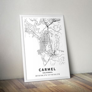 Printable Map of Carmel-by-the-sea, California, USA With Street Names ...