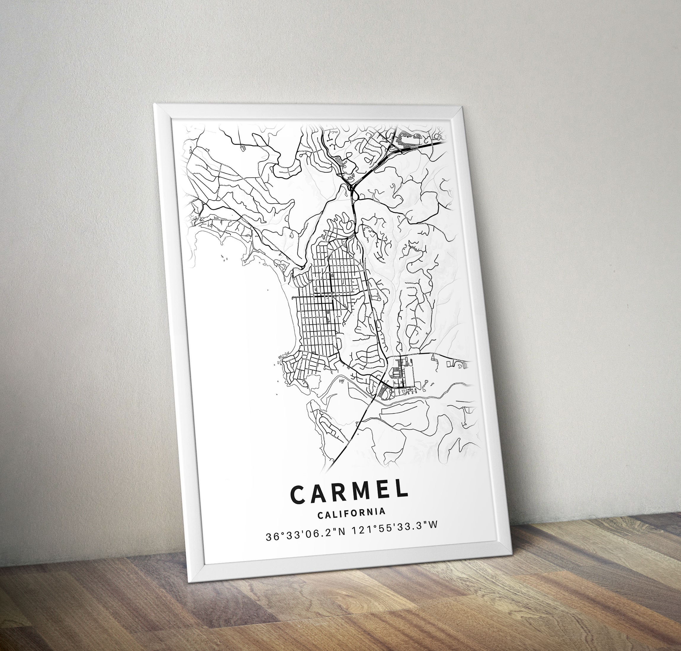 Printable Map of Carmel-by-the-sea California CA United - Etsy Israel
