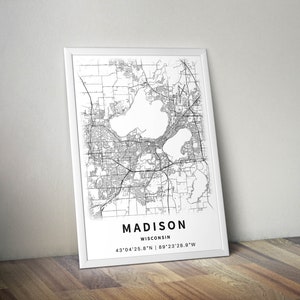 Printable Map of Madison, Wisconsin, USA With Street Names - Instant ...