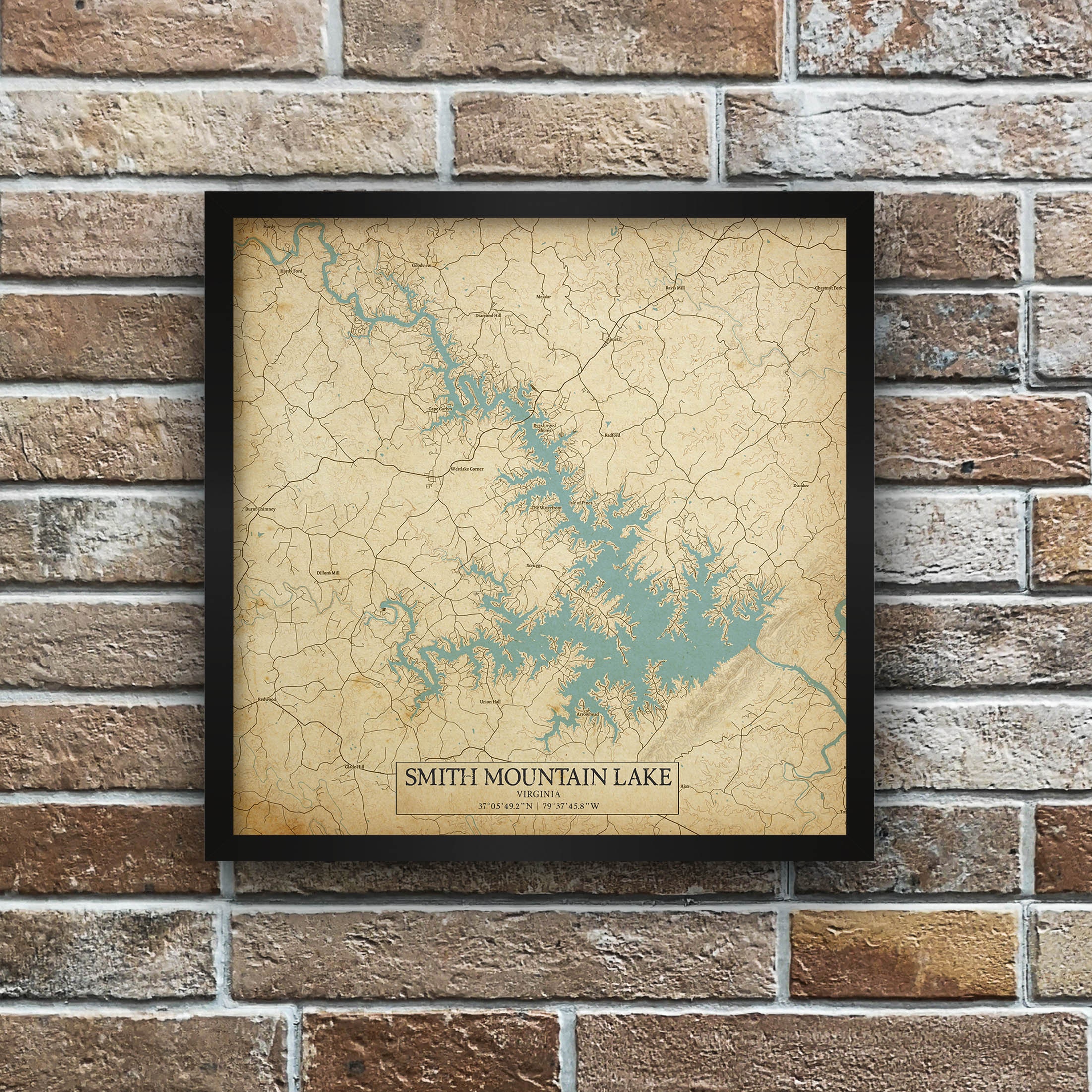 Smith Mountain Lake Vintage Style Map, Printable Virginia Lake House ...