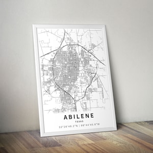 Printable Map of Abilene, Texas, USA With Street Names - Instant ...