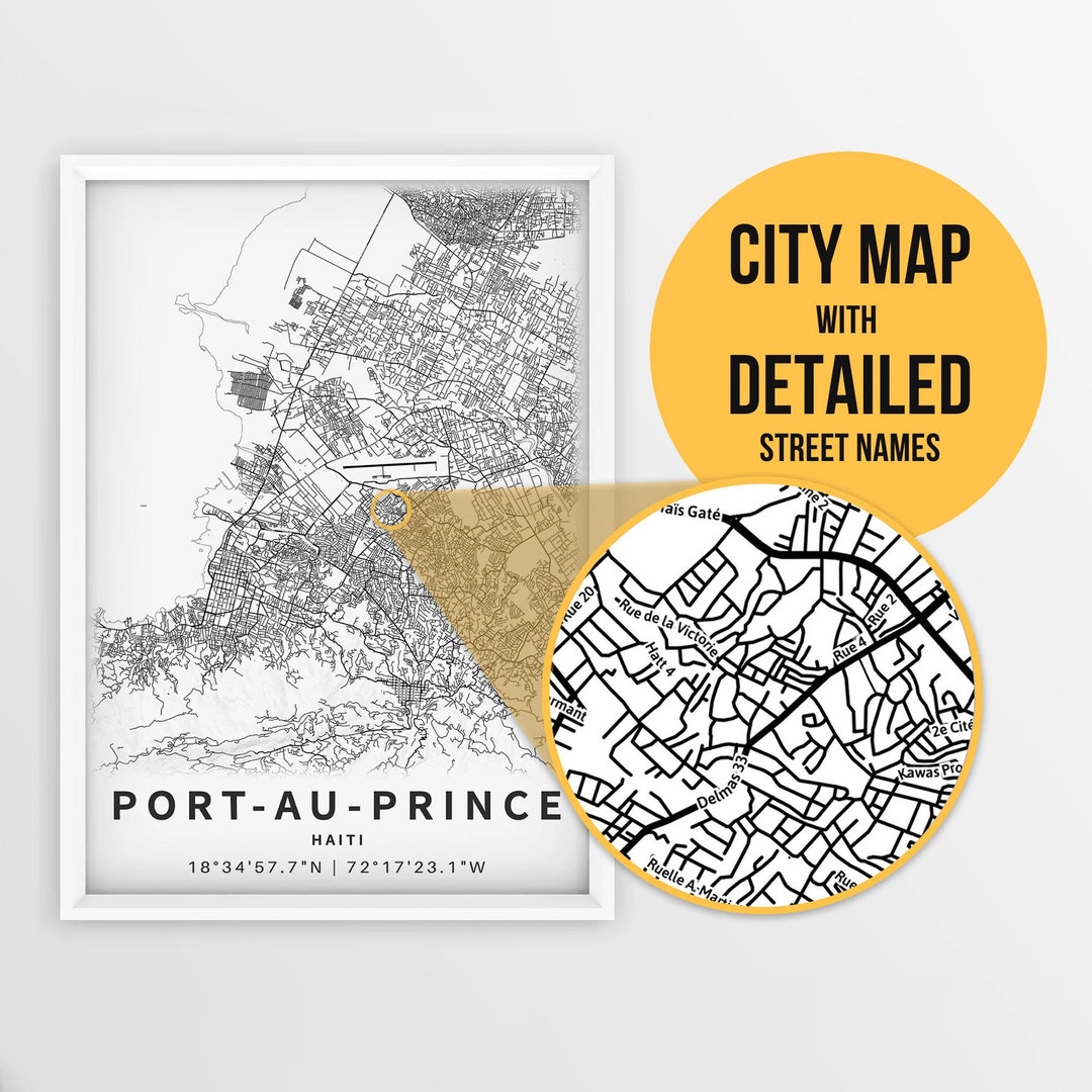 Printable Map of Port-au-prince, Haiti With Street Names - Instant ...