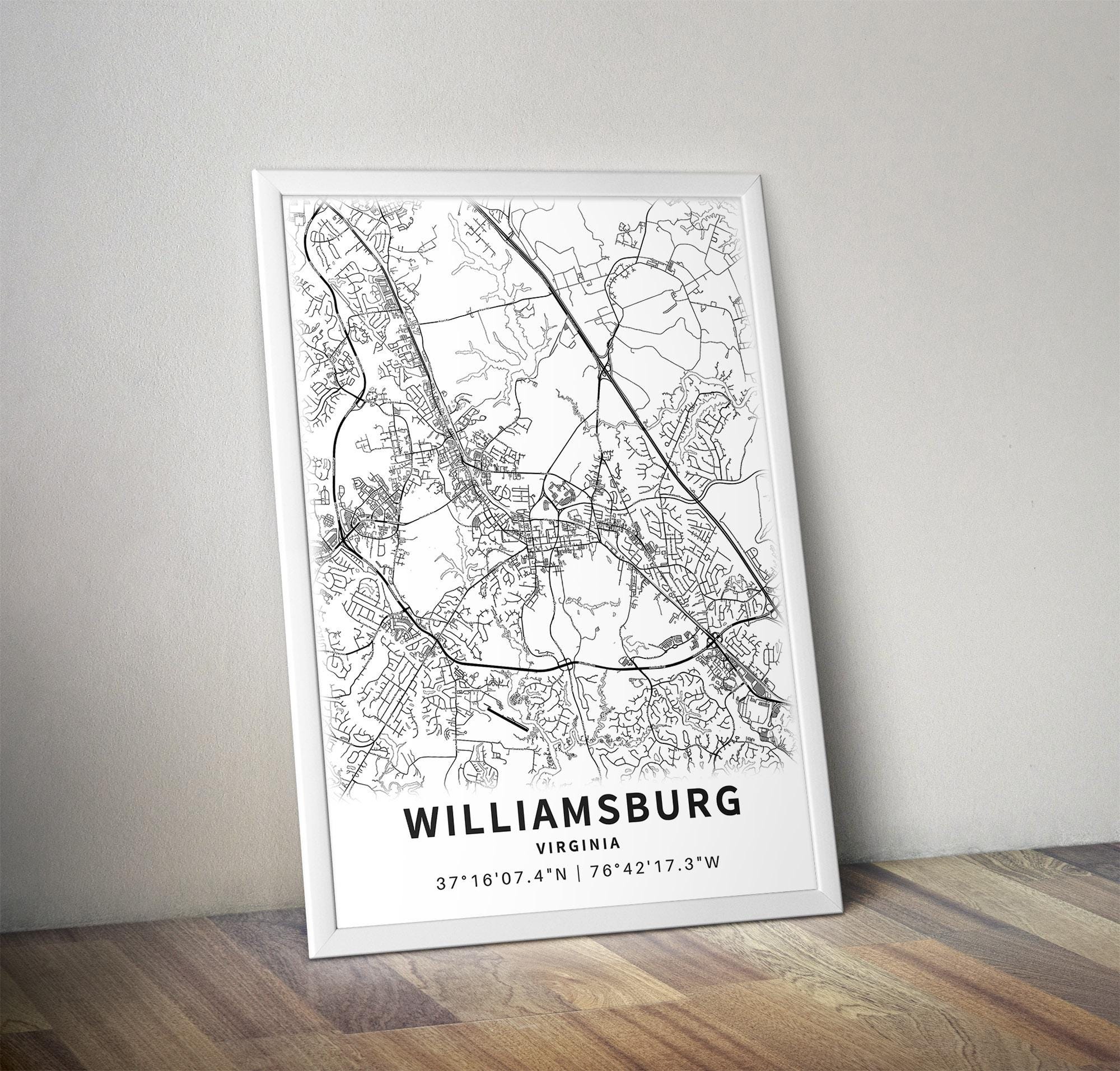 Printable Map of Williamsburg, Virginia, USA With Street Names ...