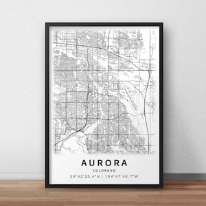 Printable Map of Aurora, Colorado, USA With Street Names - Instant ...