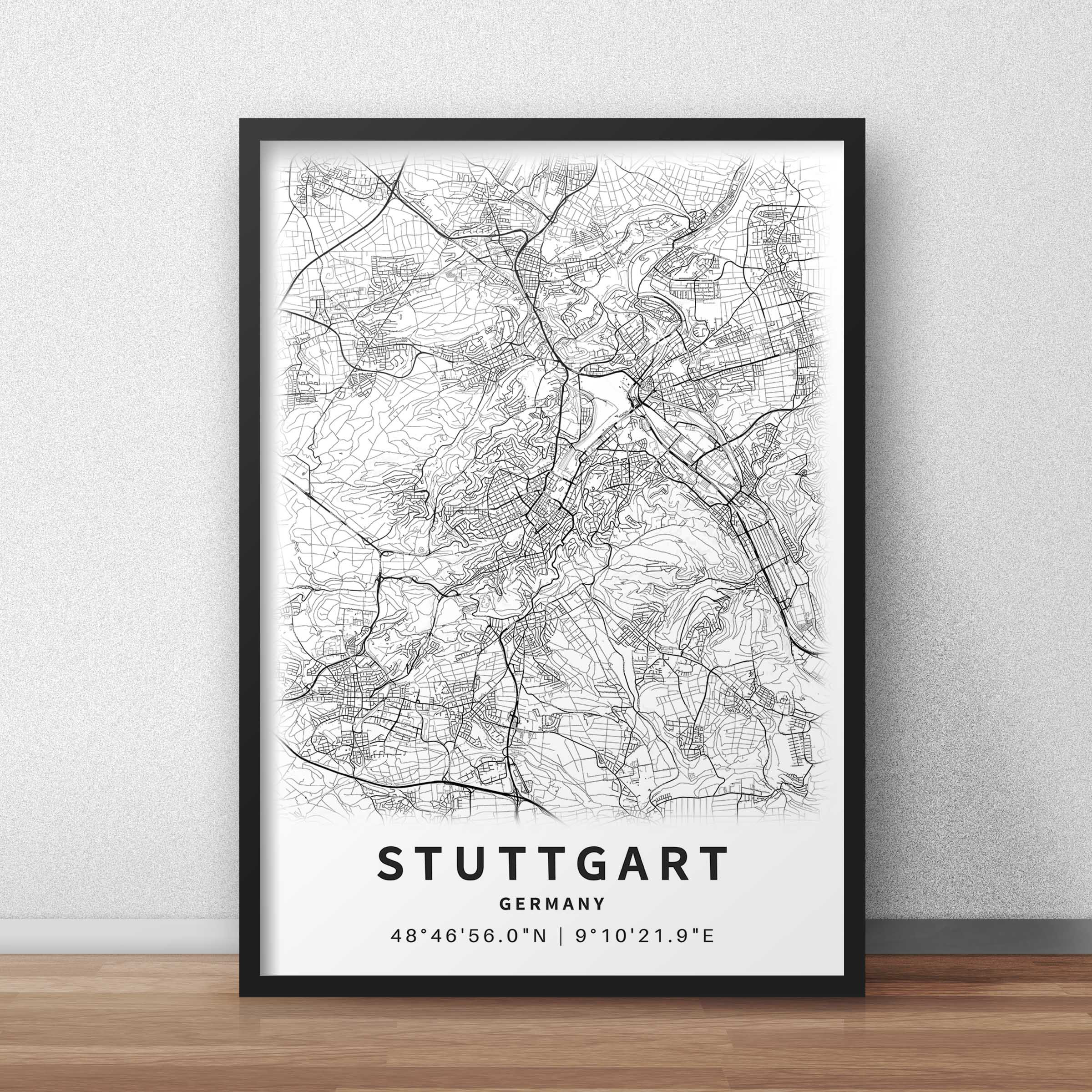 Printable Map of Stuttgart Baden-württemberg Germany With - Etsy