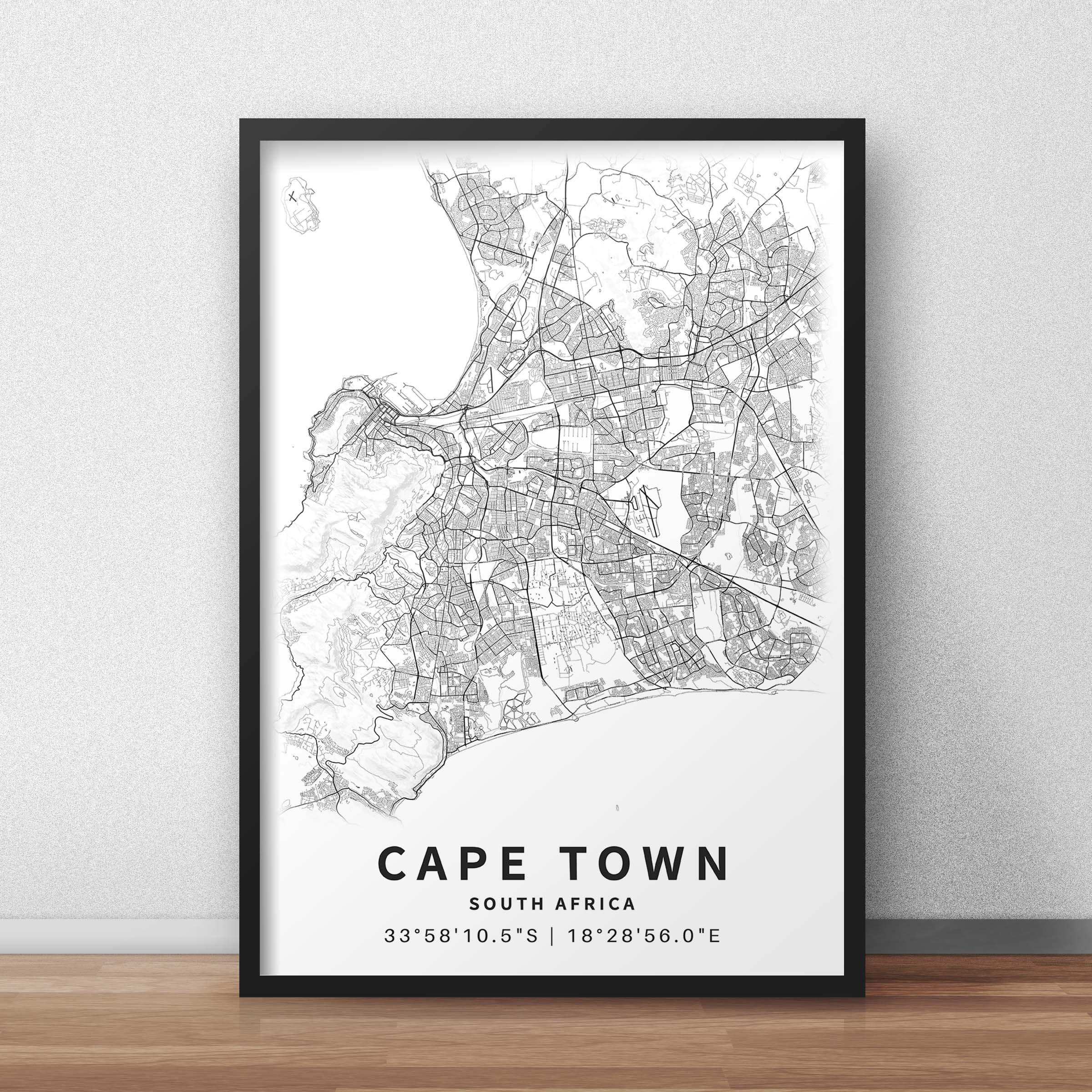 Printable Map of Cape Town South Africa With Street Names - Etsy