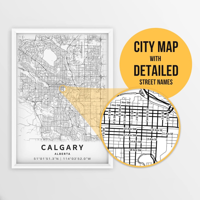 Calgary City Map - Etsy Canada