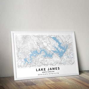 Printable Map of Lake James, North Carolina, US Instant Download Lake ...