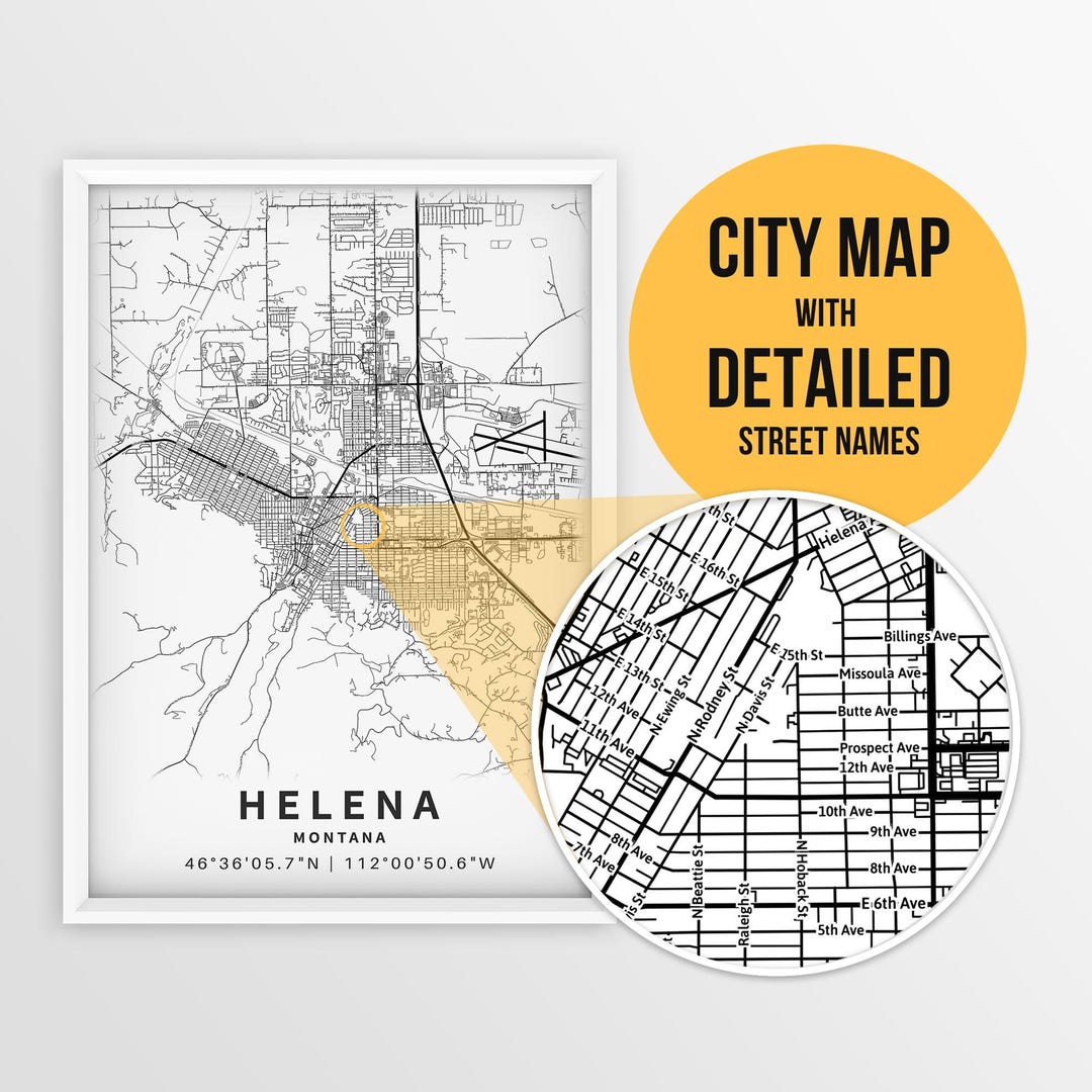 Printable Map of Helena, Montana, USA With Street Names - Instant ...