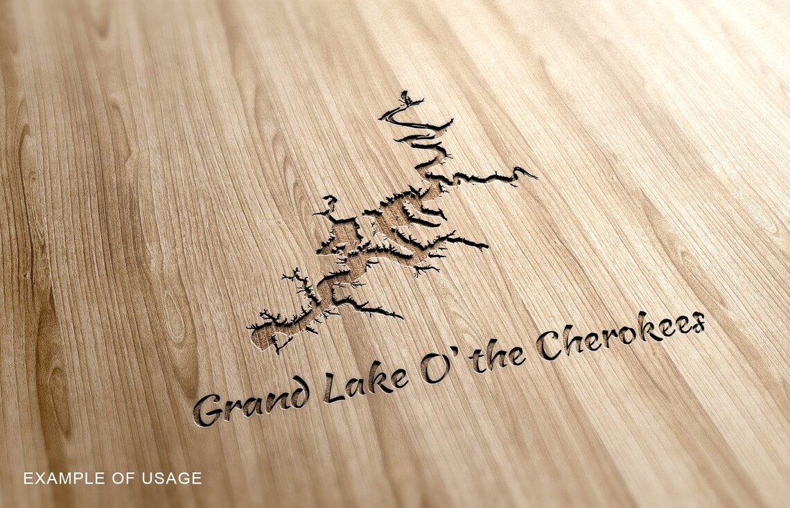 Grand Lake O' the Cherokees Map SVG, Oklahoma Map Vector File - Instant ...