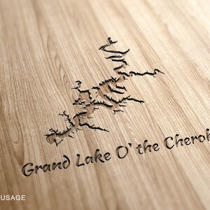 Grand Lake O' the Cherokees Map SVG, Oklahoma Map Vector File - Instant ...