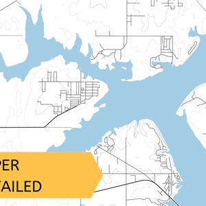 Printable Map of Fort Gibson Lake, Oklahoma, US - Instant Download ...