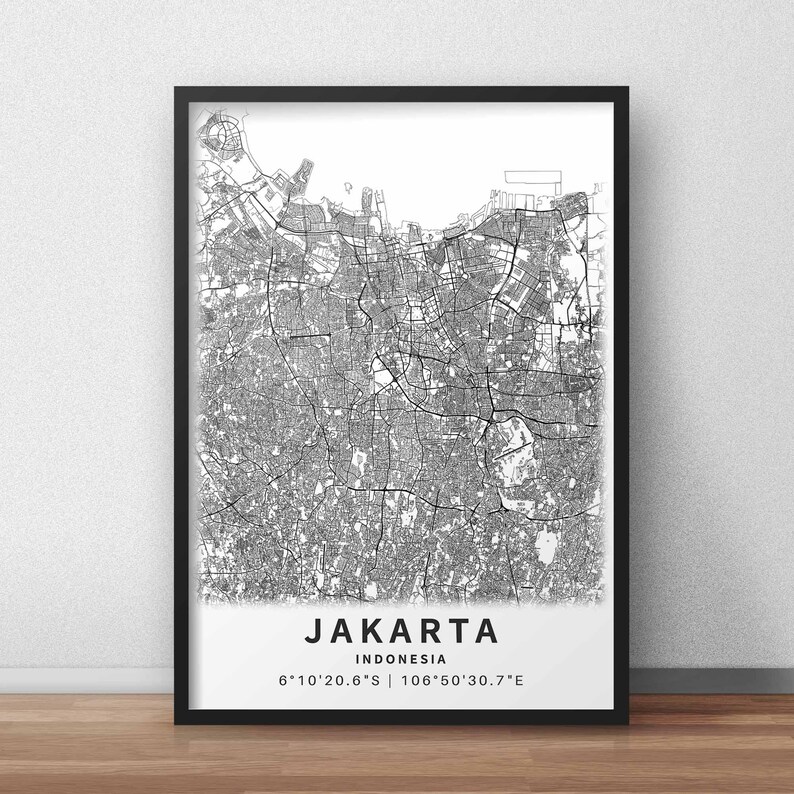 Printable Map Print of Jakarta, Indonesia, East Java With Street Names ...