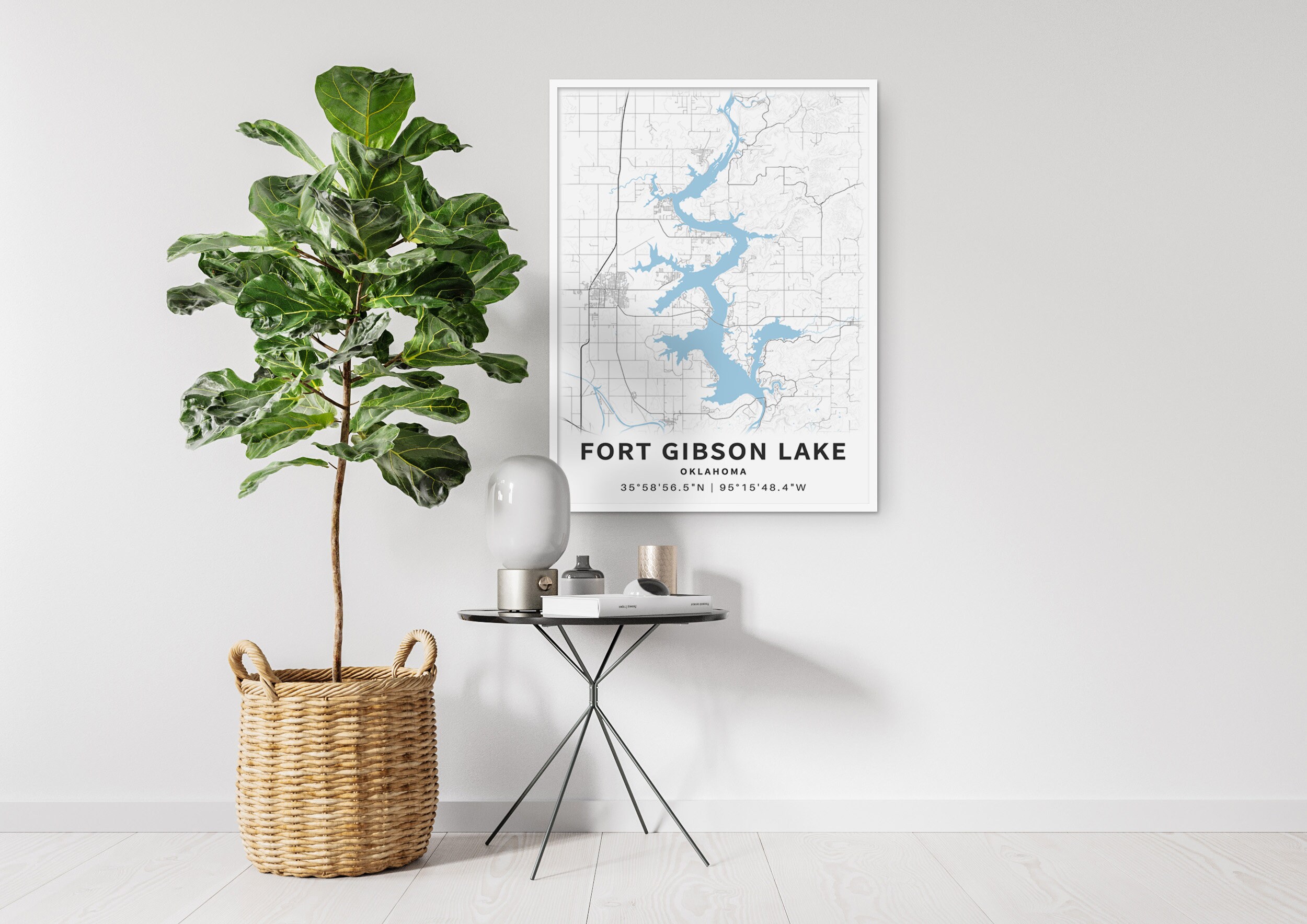 Printable Map of Fort Gibson Lake, Oklahoma, US - Instant Download ...