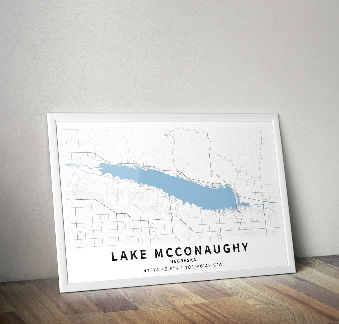 Printable Map of Lake Mcconaughy Nebraska United States - Etsy