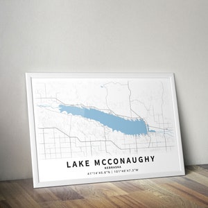 Printable Map of Lake Mcconaughy, Nebraska, US - Instant Download ...