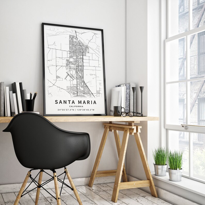 Printable Map of Santa Maria California United States With - Etsy