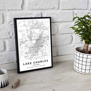 Printable Map of Lake Charles Louisiana United States with | Etsy