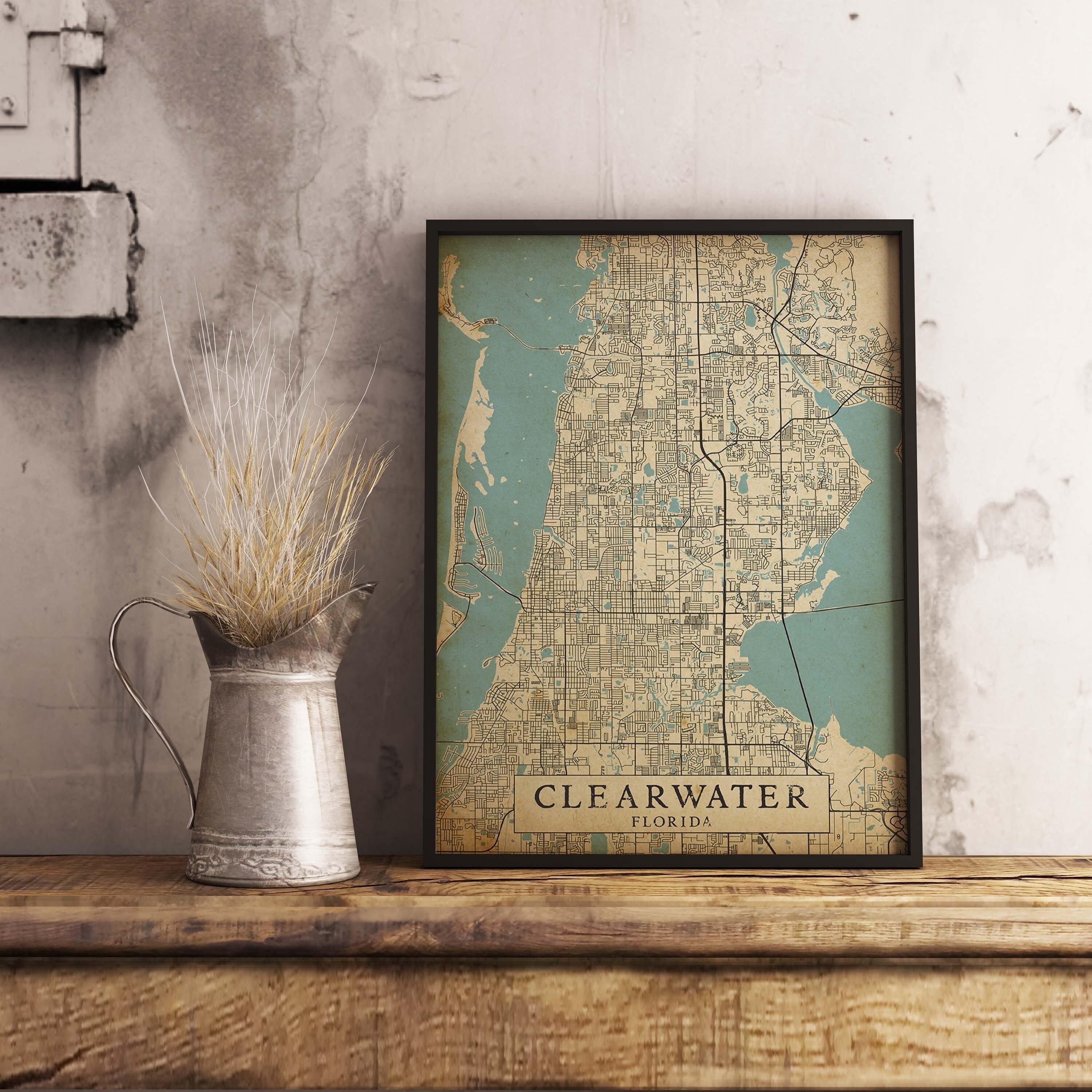 Printable Vintage Map of Clearwater Florida United States - Etsy