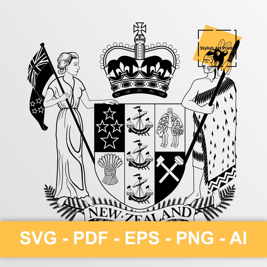 New Zealand Coat of Arms, New Zealand Vector Clipart - SVG \ PNG \ PDF ...