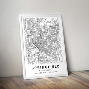 Printable Map of Springfield, Massachusetts, USA With Street Names ...
