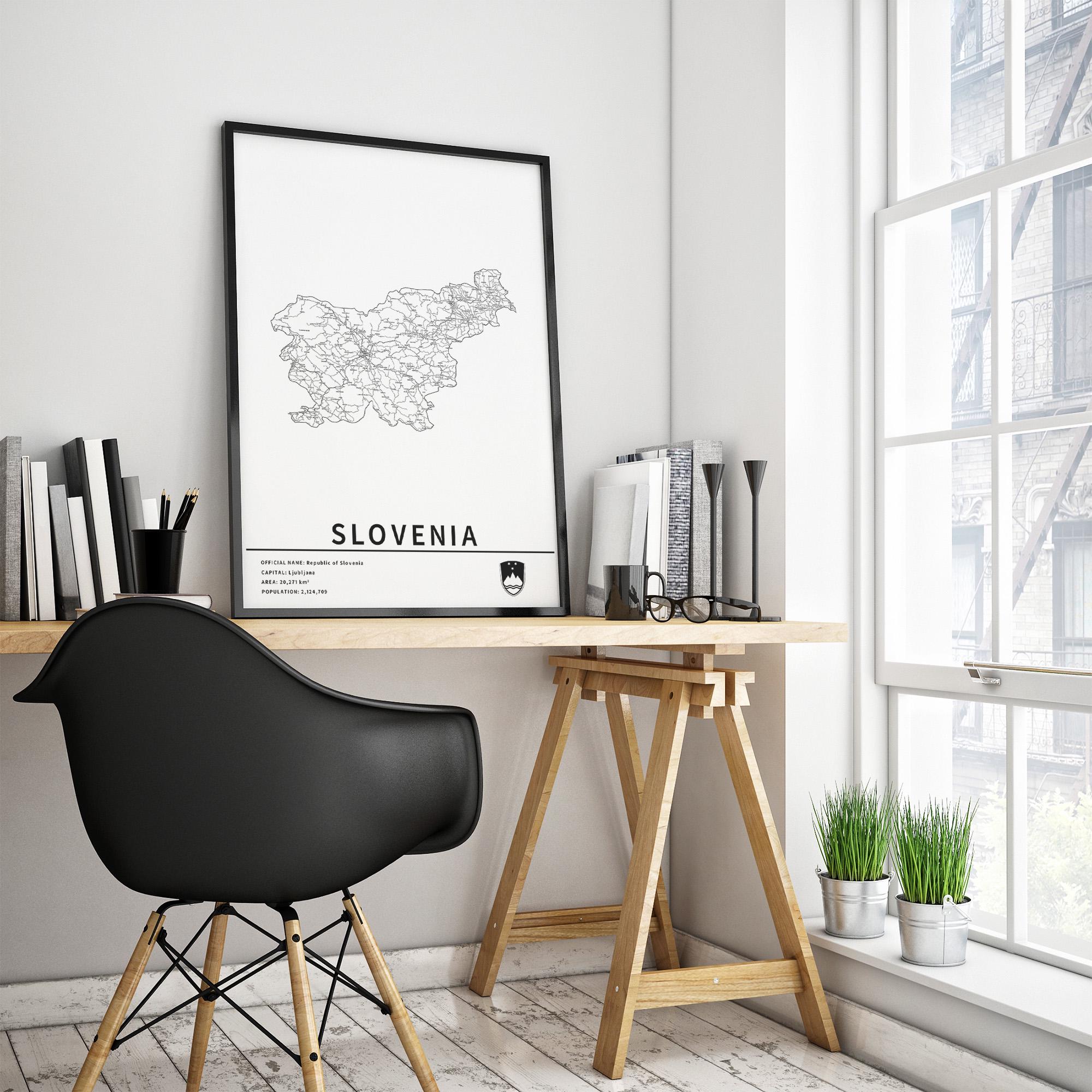 Printable Map of Slovenia With City Names and Roads - Instant Download ...