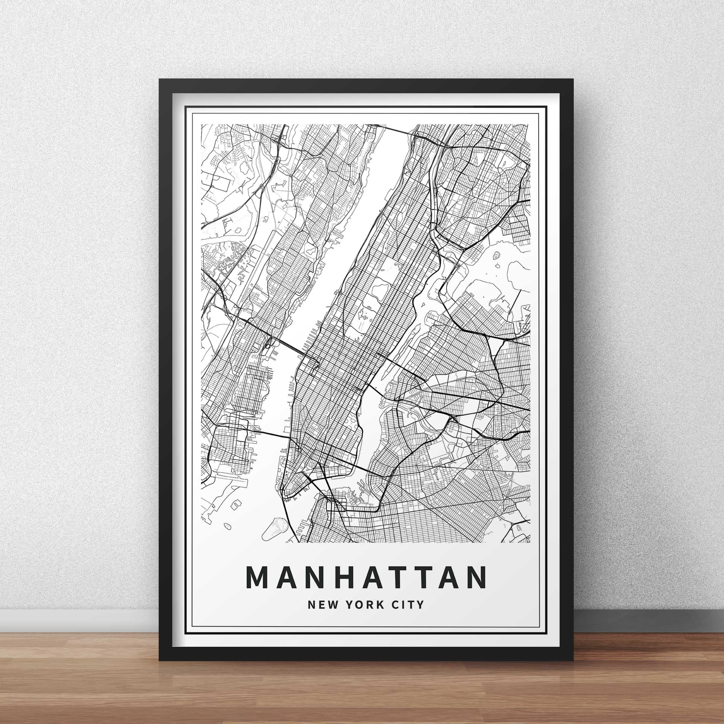 Printable Map of Manhattan New York City USA Instant | Etsy