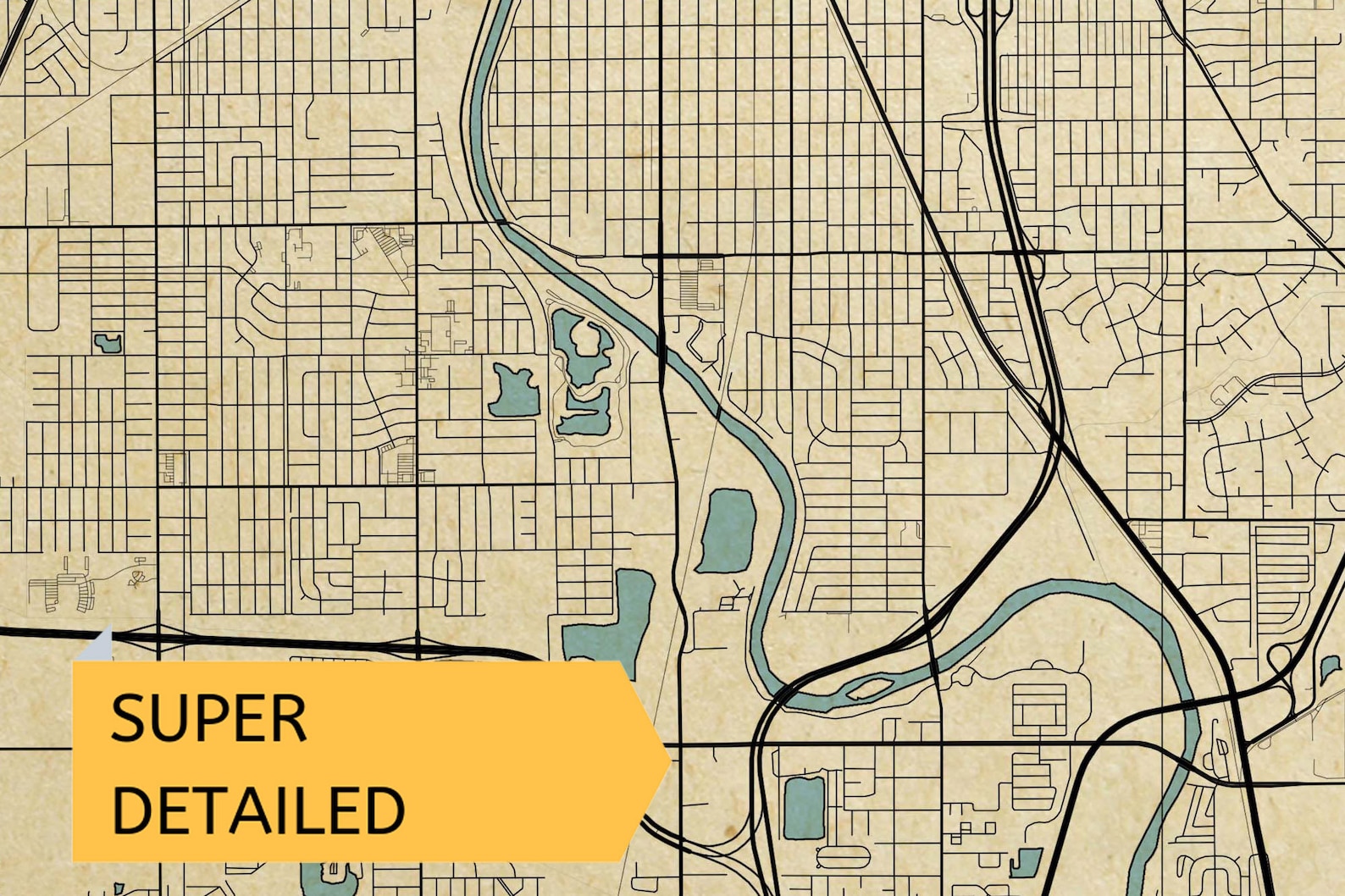 Printable Vintage Style Map of Wichita Kansas KS USA - Etsy