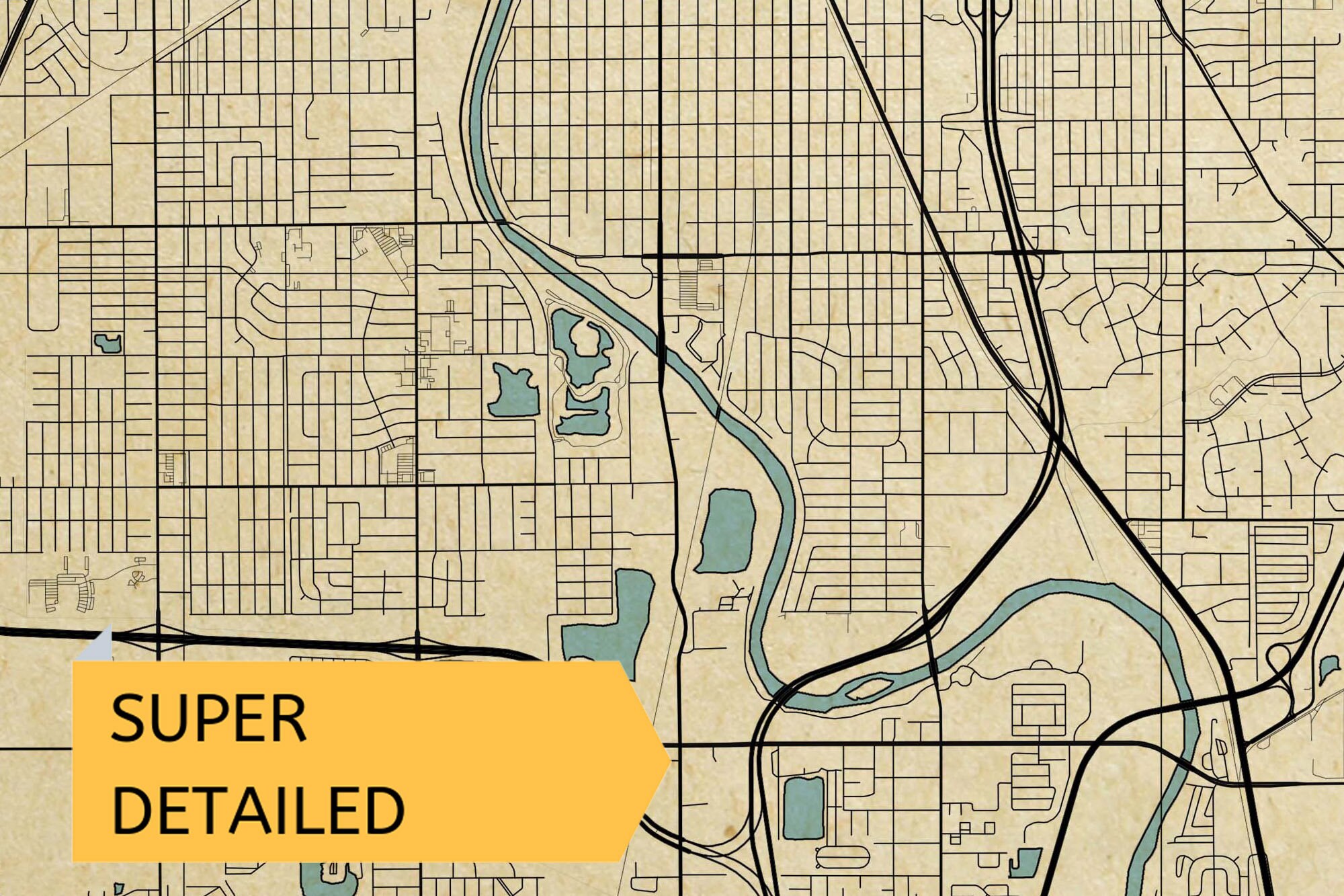 Printable Vintage Style Map of Wichita Kansas KS USA - Etsy