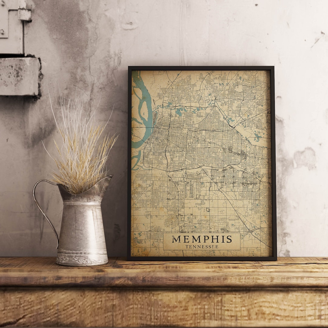 Printable Vintage Style Map Memphis, Tennessee, USA Instant Download ...
