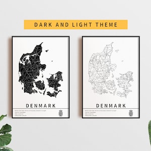 Printable Map of Denmark With City Names and Roads - Instant Download ...
