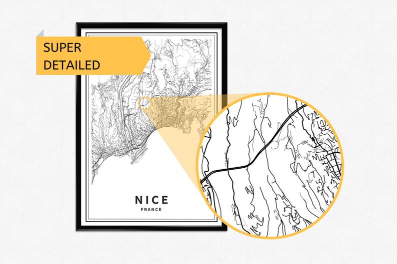 Printable Map of Nice France Instant Download City Map - Etsy UK