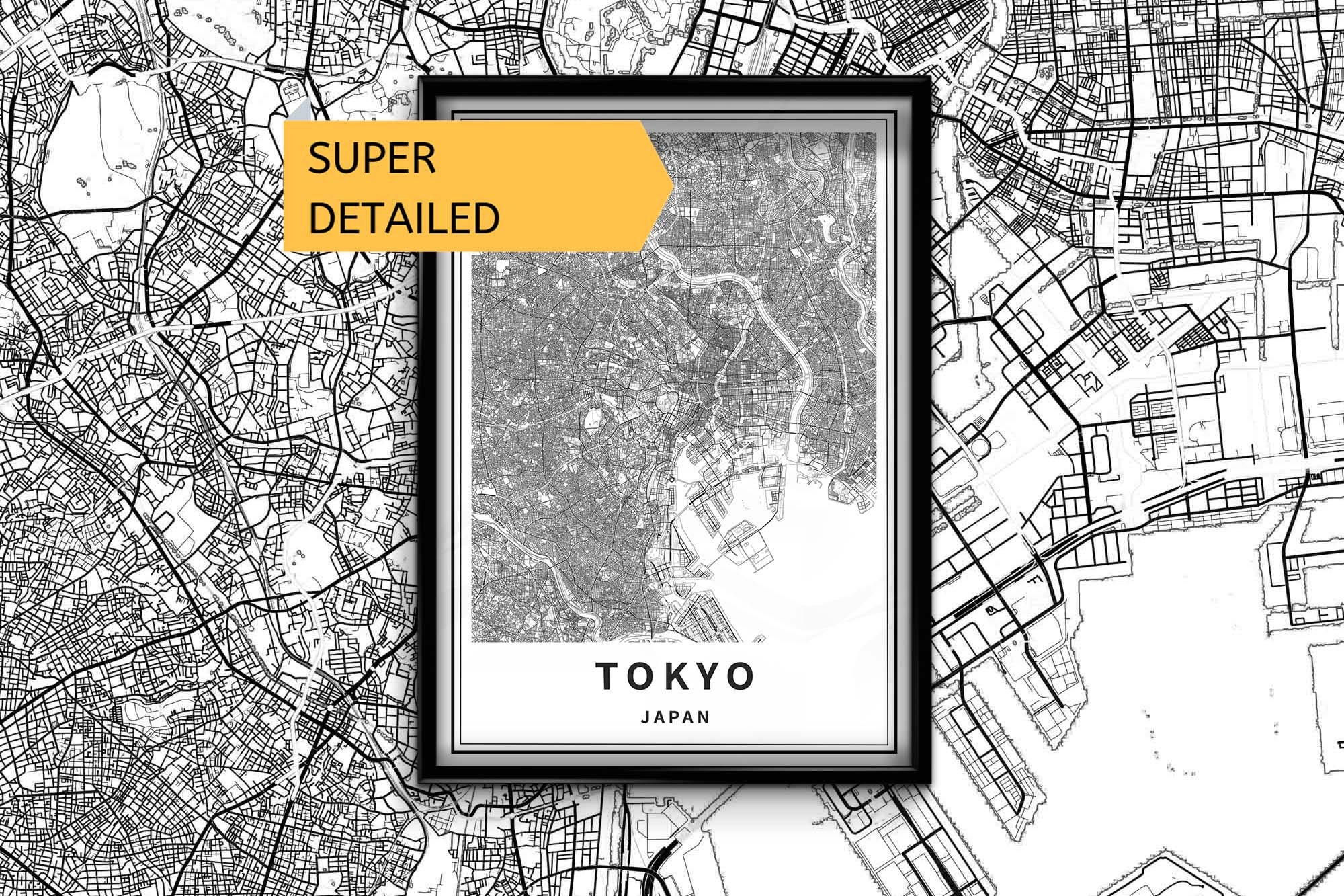 Printable Map of Tokyo 東京都 Japan Instant Download City - Etsy
